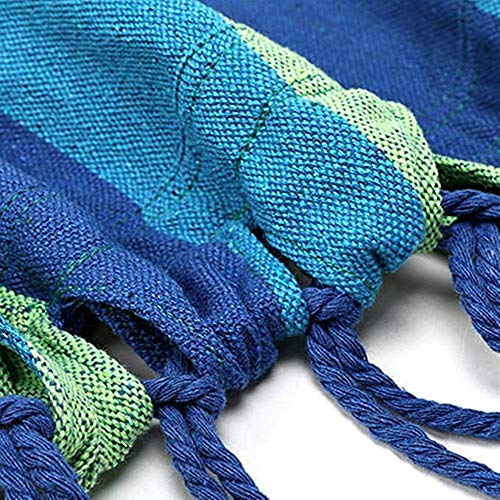 Garden Canvas Cotton Hammock Single/Two People Load Bearing 450 Lbs with Carrying Bag for Indoor Outdoor Garden Patio Park (260 x150 cm/Blue)