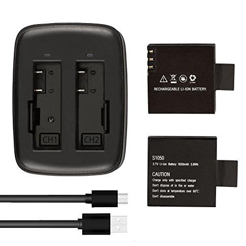 AKASO V50/ V50 Elite 2 x 1050mAh Rechargeable Action Camera Battery with USB Dual Charger