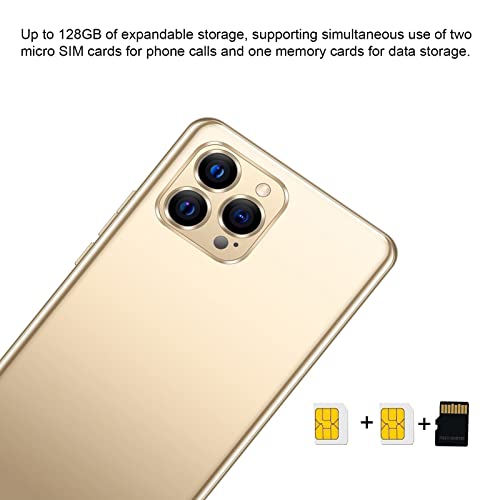 Zopsc 6.26in Screen Smart Phone,Face Recognition,Dual Card Dual Standby,Up to 128GB Storage (Gold)