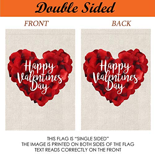 Mocossmy Valentine's Day Garden Flag,2 PCS Double Sided Heart Rose Love Tree Red Truck Decorative Burlap House Flag Yard Banner for Valentine's Day Wedding Anniversary Spring Outdoor Decoration