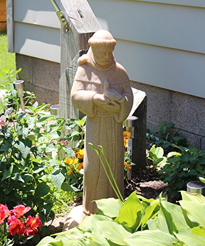 EMSCO Group Saint Francis Statue – Natural Sandstone Appearance – Made of Resin – Lightweight – 29” Height