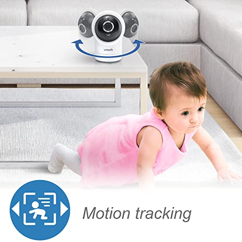 VTech RM7764HD 1080p WiFi Remote Access Baby Monitor, 360° Pan&Tilt, 7” 720p HD Display, HD Night Vision, Soothing Sounds, 2-Way Talk, Temperature Sensor, Motion Detection, iOS & Android