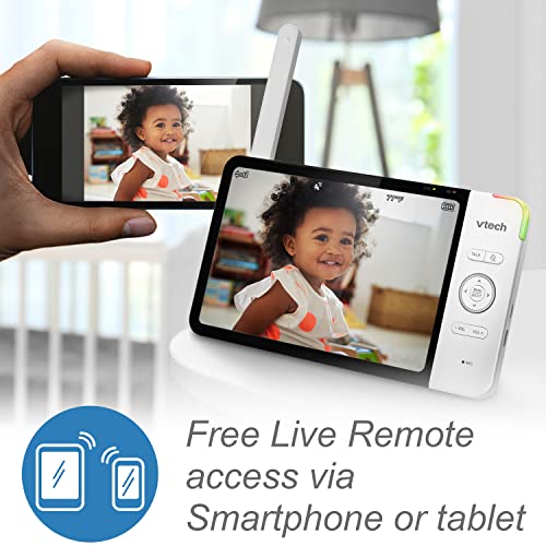 VTech RM7764HD 1080p WiFi Remote Access Baby Monitor, 360° Pan&Tilt, 7” 720p HD Display, HD Night Vision, Soothing Sounds, 2-Way Talk, Temperature Sensor, Motion Detection, iOS & Android
