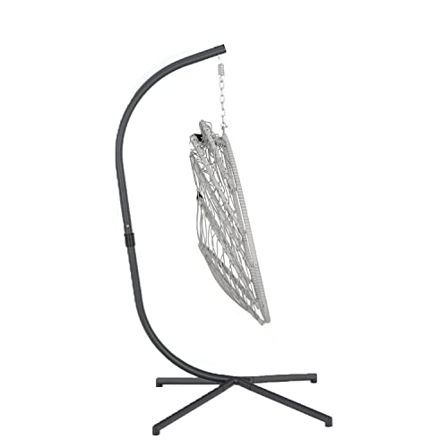 Egg Swing Chair with Stand, Patio Wicker Rattan Hanging Chair Swing Hammock Egg Chairs with UV Resistant Cushion for Indoor Bedroom Outdoor Garden Backyard