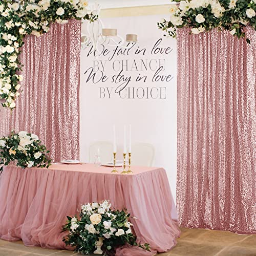 Hahuho Rose Gold Sequin Backdrop Curtain, 2PCS 2FTx8FT Glitter Backdrop Curtain for Parties, Christmas, Wedding, Party Decoration(2 Panels, 2FT x 8FT, Rose Gold