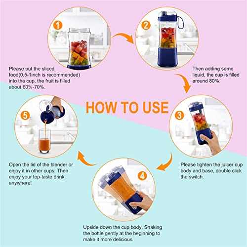 TANACC Portable Juice Blender Mini Portable USB Electric Fruit Juicer Smoothie Maker Orange Juicer Machine Cup for Fruit Food Processor Maker Juice Extractor