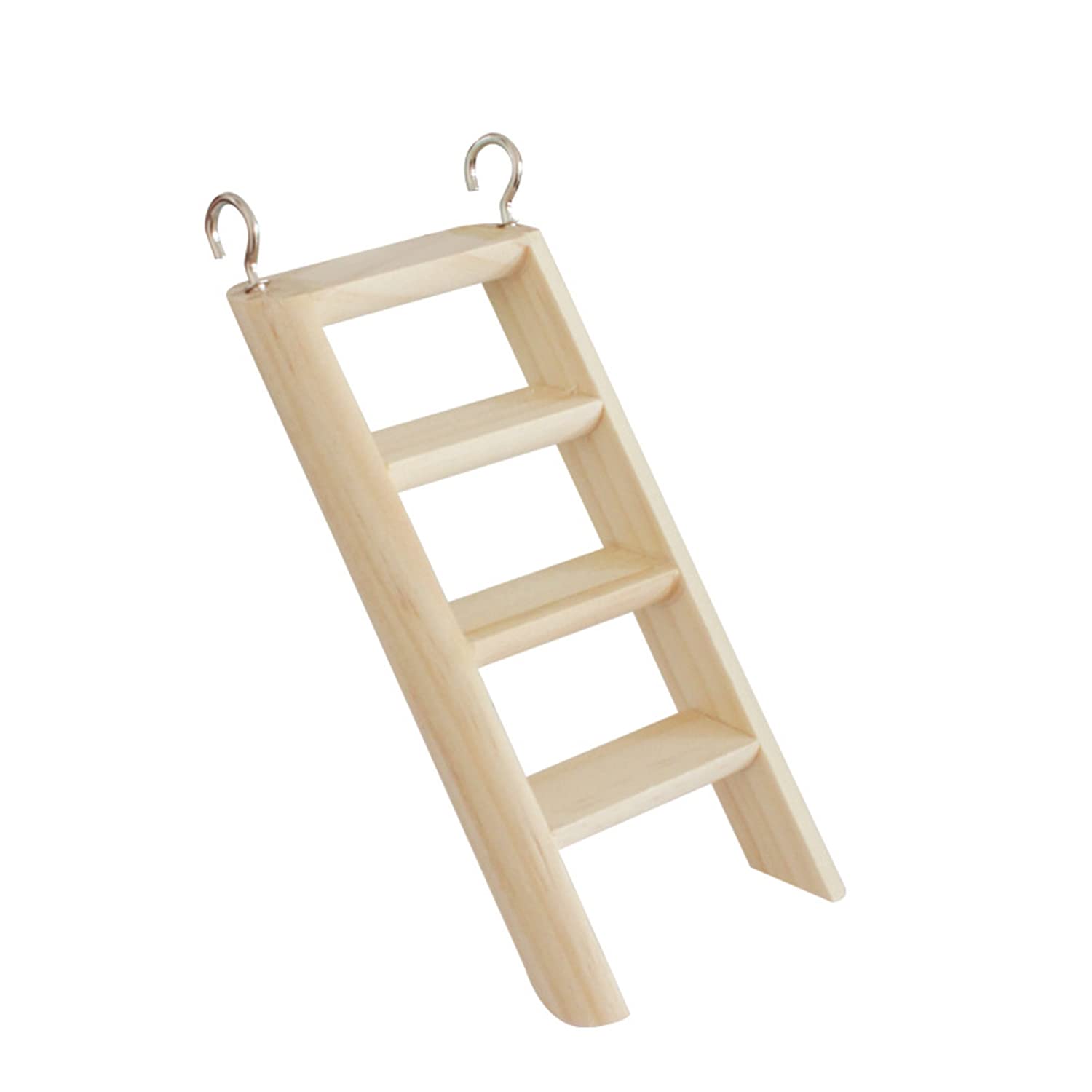 Natural Wood Ladder Toy with Hooks Climbing Bridge for Ferrets Chinchillas Small Rabbits Easy Connection to Wire Cage Hamster Ladder Toys
