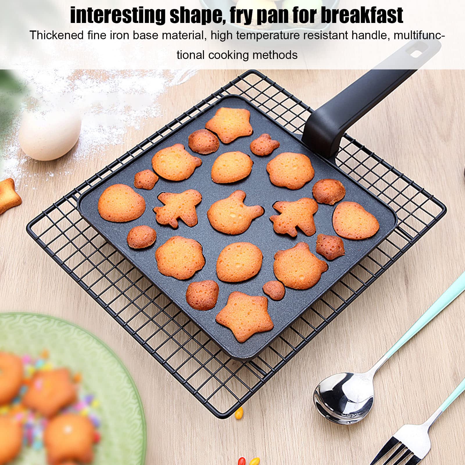 Topyond Non-Stick Frying Pan,Portable Aluminum Alloy Geometric Model, Biscuits Making Grill Pan, for Home Kitchen, Cute Animal Cookies,Mini Pancake Cooking