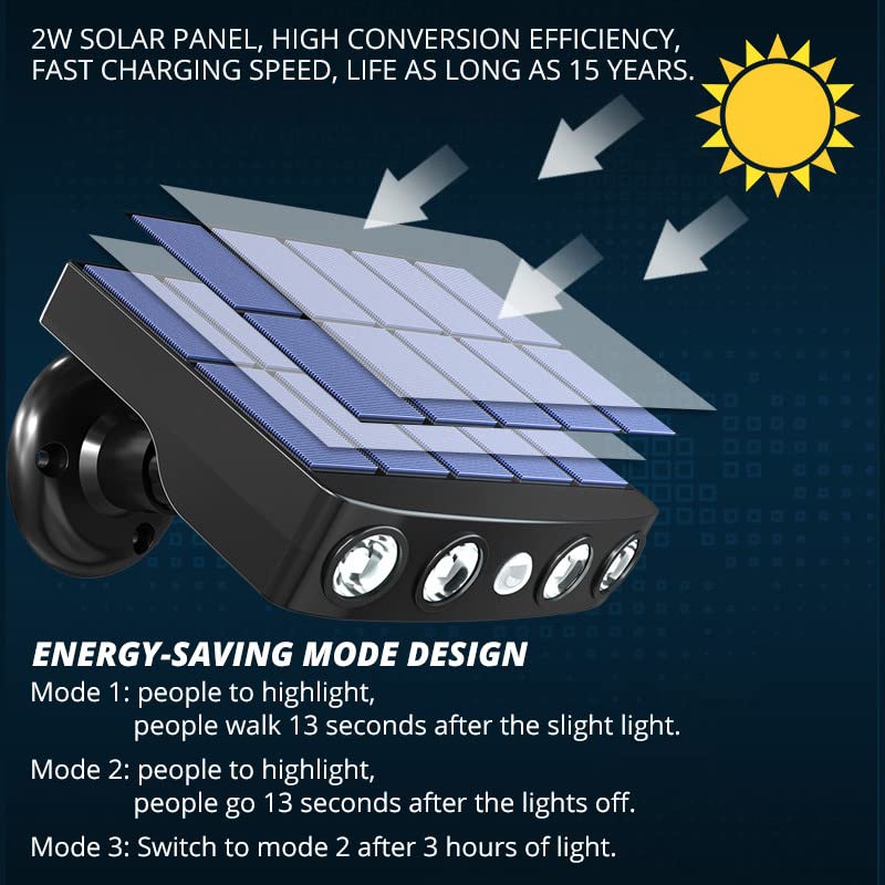 EUAONYA Solar Powered Fake Security Camera, Solar Wall Light Outdoor Solar-Powered Garden Lamp,Motion Sensor Waterproof Spotlights for Garden Path Street, IP65 Waterproof