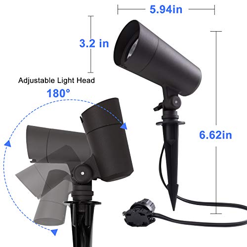 LED Landscape Lights with Connectors,12V Low Voltage, Warm White 3000K, 4W, 290LM, Outdoor Waterproof Garden Pathway Lights Wall Tree Flag Spotlights with Spike Stand, 4 Pack