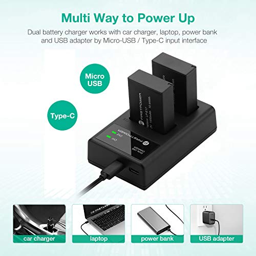 FirstPower 2-Pack LP-E17 Battery and Dual USB Charger Compatible with Canon EOS RP, Rebel T6i, T7i, T8i, T6s, SL2, SL3, M3, M5, M6, 200D, 77D, 750D, 760D, 800D, 8000D Digital SLR Camera