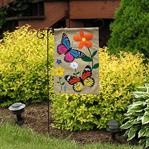 Butterfly Dance Burlap Spring Garden Flag Floral 12.5" x 18" Briarwood Lane
