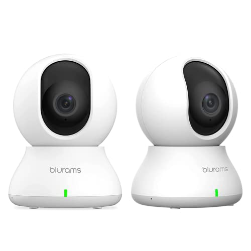 blurams Security Camera 2K, Baby Monitor Dog Camera 2PCS for Home Security w/Smart Motion Tracking, Phone App, IR Night Vision, Siren, Compatible with Alexa & Google Assistant & IFTTT, 2-Way Audio