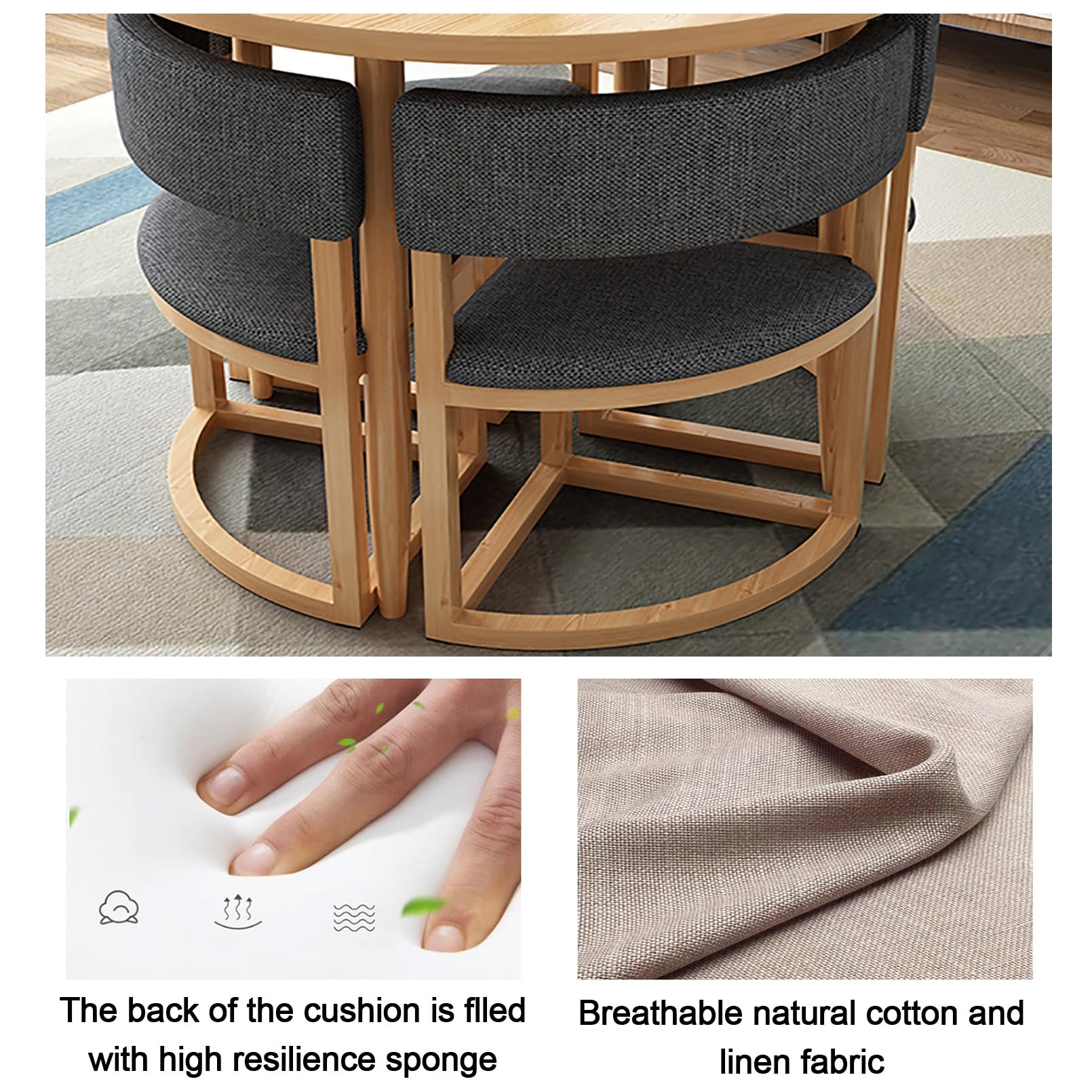 Round Conference Table,Office Table and Chair Set,Small Conference Table for 4,Marble Round Table and Backrest Chair Sets,Living Room Balcony Leisure Table Coffee Shop Bakery 80cm (Size : A5)