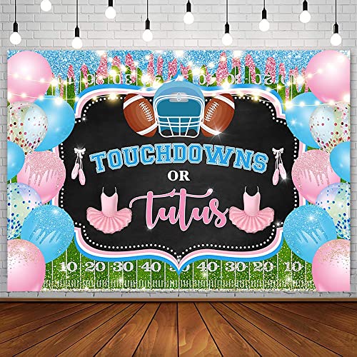AIBIIN 7x5ft Touchdowns or Tutus Gender Reveal Backdrop American Football Pregnant Announcement Gender Neutral Photography Background Newborn Baby Shower Party Decorations Banner Supplies Photo Props
