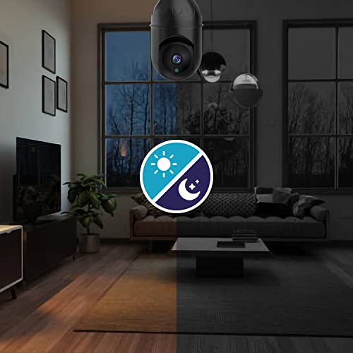 WOOLINK 3MP Wireless WiFi Light Bulb Security Camera 2.4GHz Smart Home Dome Security Cameras Night Vision Alarm Motion Detection Indoor/Outdoor