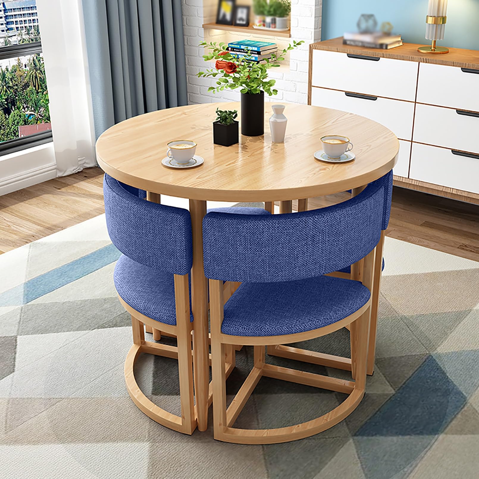 Round Conference Table,Office Table and Chair Set,Small Conference Table for 4,Marble Round Table and Backrest Chair Sets,Living Room Balcony Leisure Table Coffee Shop Bakery 80cm (Size : A5)