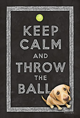 Toland Home Garden 119782 Keep Calm And Throw The Ball Dog Flag 12x18 Inch Double Sided Dog Garden Flag for Outdoor House Puppy Flag Yard Decoration