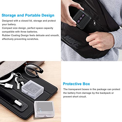 FOOAO Flip Reader Box with 3 Pack Batteries and Fast Charger for GoPro Hero 8 Hero 7 Hero 6, USB and USB-C Fast Charger with High Speed Micro SD Card Reader and Battery Power Read Function