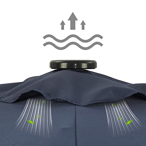 Aok Garden 7.5 FT Solar Patio Umbrella with 18 LED Lights Outdoor Table Market Umbrella with Push Button Tilt and Crank 6 Sturdy Aluminum Ribs for Deck, Lawn, Pool& Backyard, Navy Blue