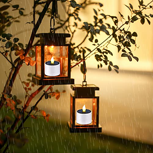 CXMYKE 8pcs Reusable Solar Tea Lights Outdoor Waterproof - Rechargeable LED Tealight Candles with Dusk to Dawn Light Sensor - Great for Lantern, Garden Camping and Home Decor, 2.3”H × 2.3”D