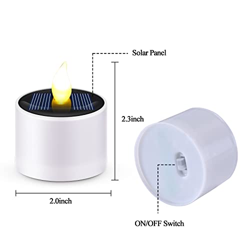 CXMYKE 8pcs Reusable Solar Tea Lights Outdoor Waterproof - Rechargeable LED Tealight Candles with Dusk to Dawn Light Sensor - Great for Lantern, Garden Camping and Home Decor, 2.3”H × 2.3”D