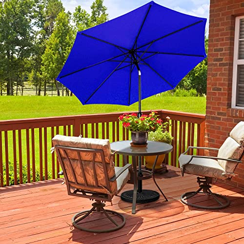 choicehot Patio Umbrella 9‘ Outdoor Patio Market Umbrella for Garden, Pool, Backyard Round Umbrella with Crank System and Tilt,8 Ribs - Blue