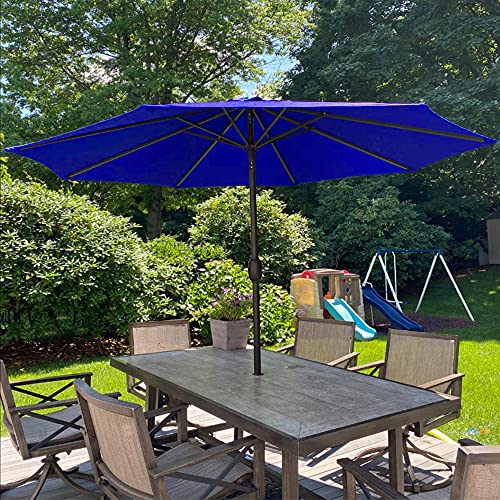 choicehot Patio Umbrella 9‘ Outdoor Patio Market Umbrella for Garden, Pool, Backyard Round Umbrella with Crank System and Tilt,8 Ribs - Blue