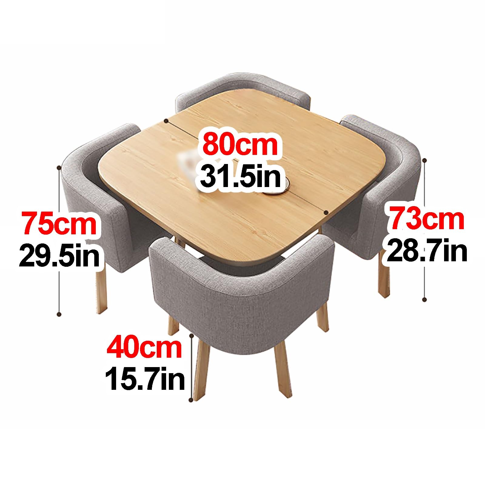 Combination Negotiation Table,Conference Table Square Office Table And Chair Set With 4 Chairs,Reception Desk And Chair Combination,Leather Material,80CM Diameter,Suitable For Living Room,Cafe ( Color