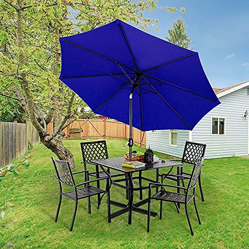 choicehot Patio Umbrella 9‘ Outdoor Patio Market Umbrella for Garden, Pool, Backyard Round Umbrella with Crank System and Tilt,8 Ribs - Blue