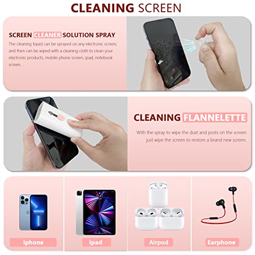 9-in-1 Cleaner Kit for Laptop Screen Keyboard Airpod,Portable Cleaning Pen Brush Tool for Electronics/Earbud/Phone/Laptop/Bluetooth/iPad/Earphones/Computer/Camera (5ml Screens Cleaners Spray)
