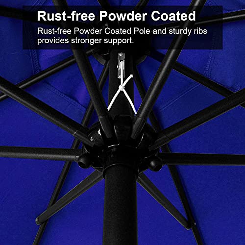 choicehot Patio Umbrella 9‘ Outdoor Patio Market Umbrella for Garden, Pool, Backyard Round Umbrella with Crank System and Tilt,8 Ribs - Blue
