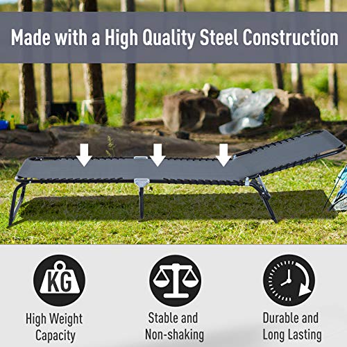Outsunny Folding Chaise Lounge Pool Chairs, Outdoor Sun Tanning Chairs, Folding, Reclining Back, Steel Frame & Breathable Mesh for Beach, Yard, Patio, Gray