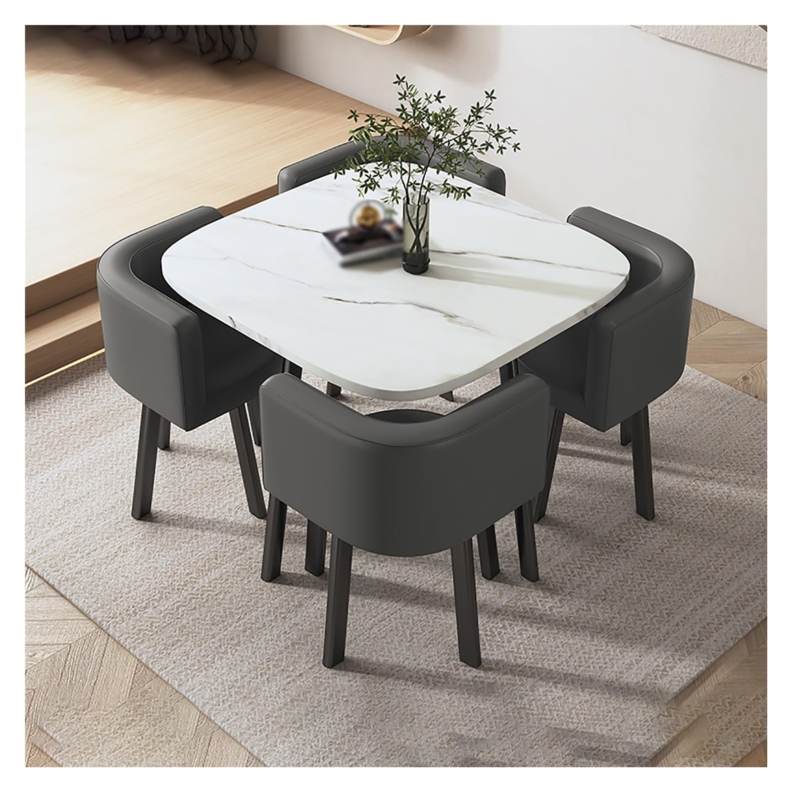 Kitchen Bar Table And Chair Set,Furniture Office Conference Tables,Reception Room Club Table And Chair,Dining Table Soft Backrest Seat,Furniture Coffee Kitchen,Space Saving,For Living Room,Bedroom ( C