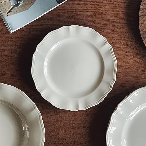 PacuM ?Kitchen Dinner Plates Sets Pure White Dining Plate Round Vintage Tableware Dessert Plate Normal Dining Plate Soup Plate Household Kitchen Restaurant Flat Plate Fruit Tra Plate