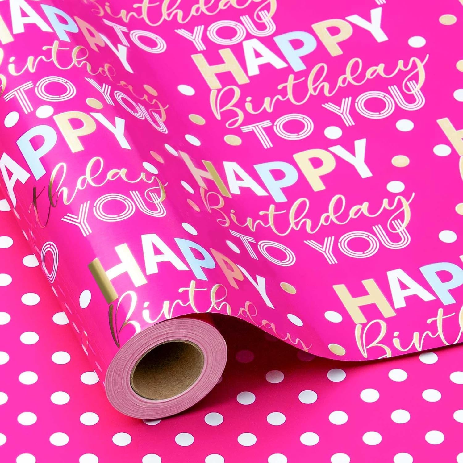 MAYPLUSS Reversible Wrapping Paper Roll - Mini Roll - 17 Inch X 32.8 Feet - Rainbow Stripe Design (47.3 sq.ft.ttl)