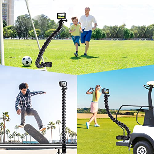 Kuptone Jaws Flex Clamp Mount with 17.8 Inch Adjustable Gooseneck for Go Pro 11,10, 9, 8, 7, 6, 5, 4, 3+, 3 Session, Max, Fusion, AKASO, DJI Osmo Action Cameras (19-Section)