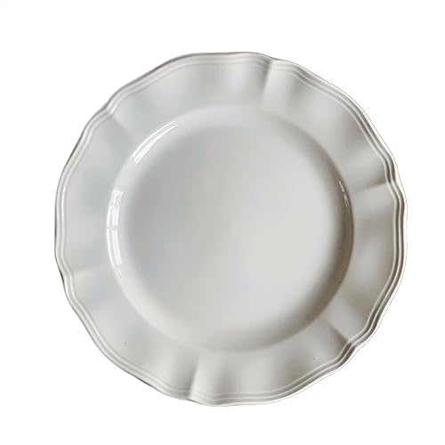 PacuM ?Kitchen Dinner Plates Sets Pure White Dining Plate Round Vintage Tableware Dessert Plate Normal Dining Plate Soup Plate Household Kitchen Restaurant Flat Plate Fruit Tra Plate