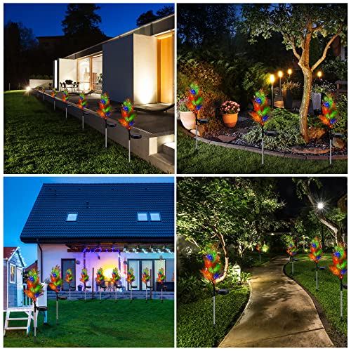 4 Pieces Solar Christmas Yard Decorations Tree Lights Garden Outdoor Waterproof, Christmas Tree Solar Stakes, Yard and Decoration Solar Flickering Tree Lights Patio Lawn Pathway