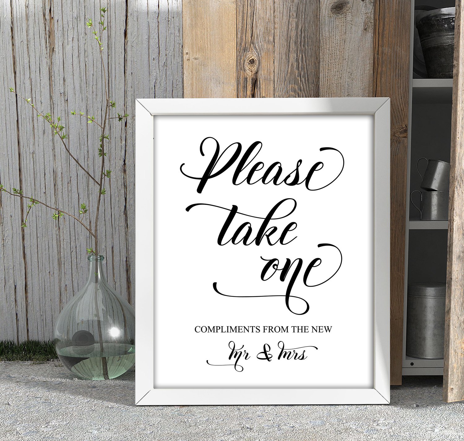 Please Take One Sign, Wedding Favors Sign, Party Print, Compliments from The New Mr. & Mrs. Favor Sign Party Decor