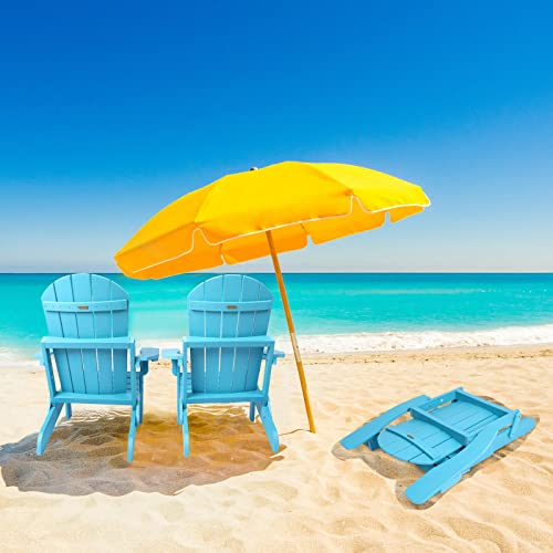Folding Adirondack Chairs Set of 4, All Weather Resistant Plastic Chair with Cup Holder, Fold or Unfold Easily in 1 Second, Outdoor Chairs for Patio, Garden, Backyard Deck, Lawn, Fire Pit - Lake Blue