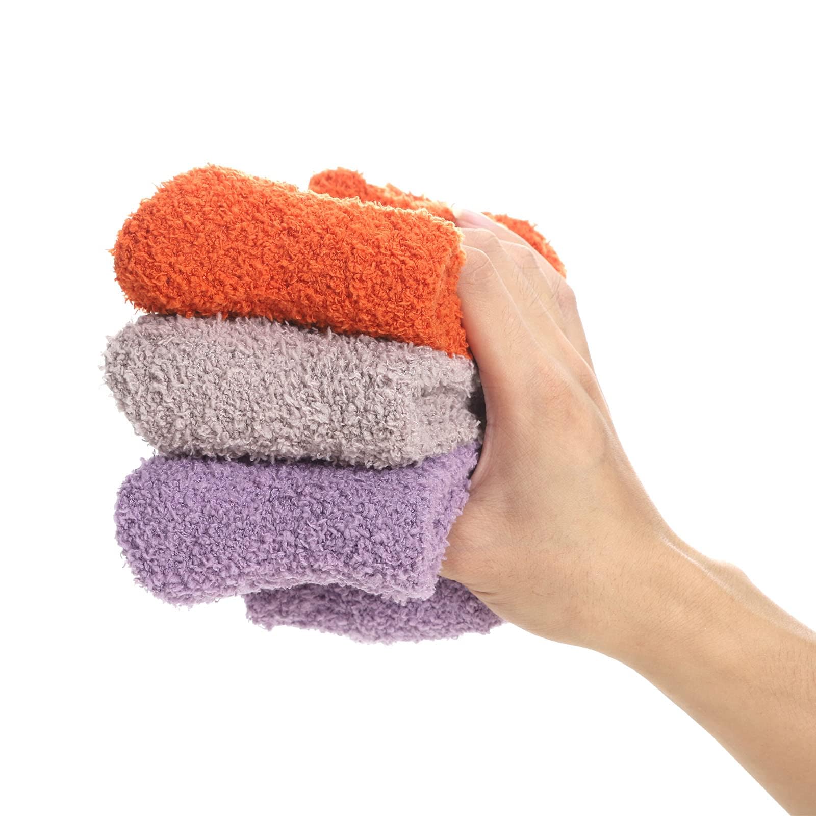 Womens Fuzzy Socks Microfiber Soft Cozy Warm Slipper Sleeping Winter Sock Fluffy Cabin Plush Stocking Stuffers, 6 Pairs for Indoor Home