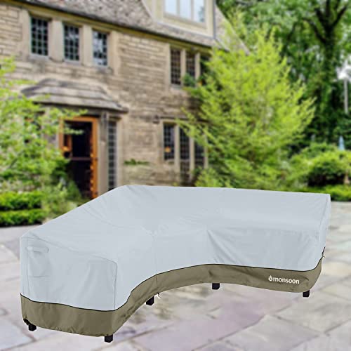 [monsoon] Patio L-Shaped Sectional Sofa Cover Waterproof Outdoor Couch Lounge Loveseat Patio Furniture Cover (85")