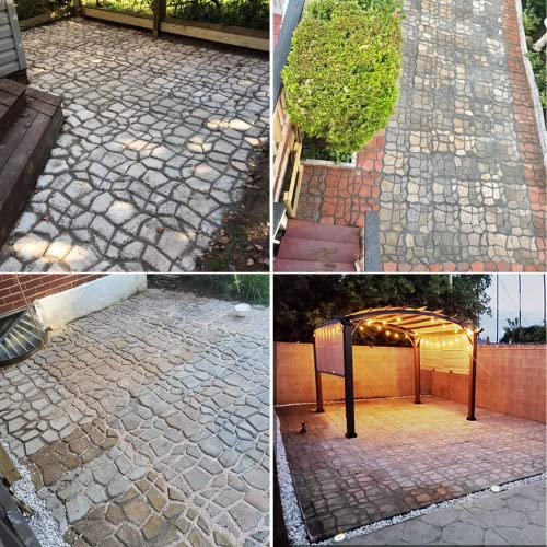 Concrete Molds and Forms, 4 Pack Reusable Pathmate Stone Moldings DIY Paving Pavement Walk Maker Irregular Stepping Stone Paver Walkways Cement Molds for Patio, Lawn & Garden, 13.8x13.8x1.4 inch