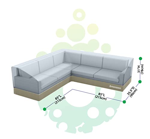 [monsoon] Patio L-Shaped Sectional Sofa Cover Waterproof Outdoor Couch Lounge Loveseat Patio Furniture Cover (85")