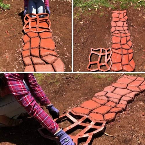Concrete Molds and Forms, 4 Pack Reusable Pathmate Stone Moldings DIY Paving Pavement Walk Maker Irregular Stepping Stone Paver Walkways Cement Molds for Patio, Lawn & Garden, 13.8x13.8x1.4 inch