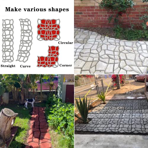 Concrete Molds and Forms, 4 Pack Reusable Pathmate Stone Moldings DIY Paving Pavement Walk Maker Irregular Stepping Stone Paver Walkways Cement Molds for Patio, Lawn & Garden, 13.8x13.8x1.4 inch