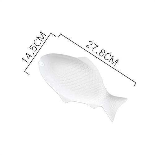 PacuM ?Kitchen Dinner Plates Sets Creative Fish-Shaped Ceramic Plate Household Fish Plate Steamed Fish Plate Restaurant Snack Plate Kitchen Tableware Ceramic Flat Plates Set Plate