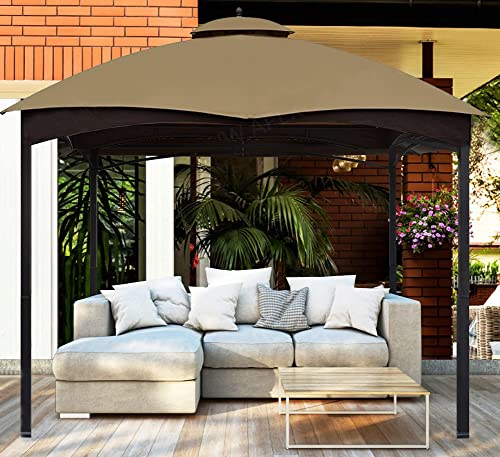 Tanxianzhe Replacement Canopy Top Double Tiered Canopy Cover Roof with Air Vent ONLY FIT for Lowe's Allen Roth 10'x12β Gazebo #GF-12S004B-1 (Khaki)