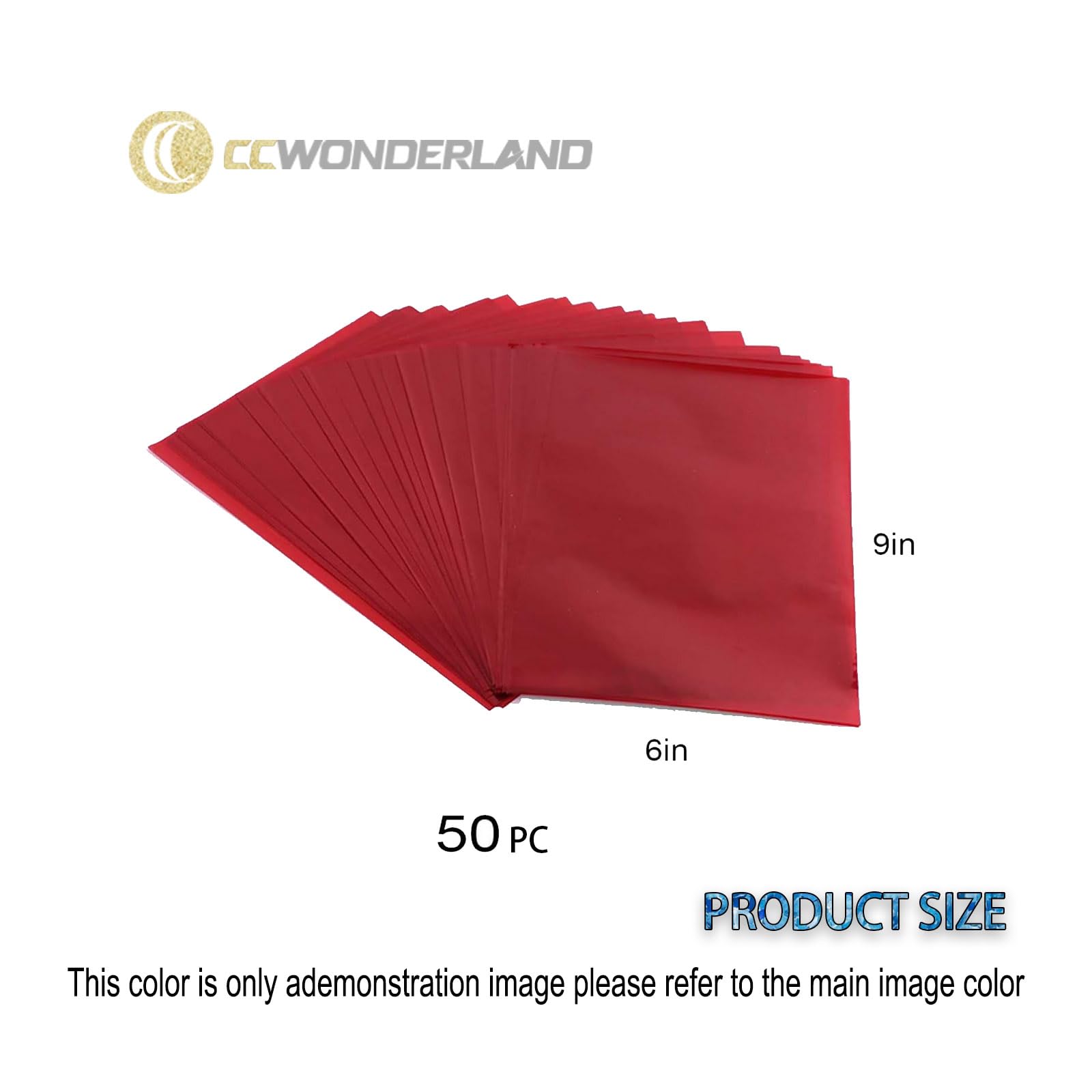 Red Clear Cello Bags Candy Plastic Favor Cellophane Treat Bags,Pack of 50